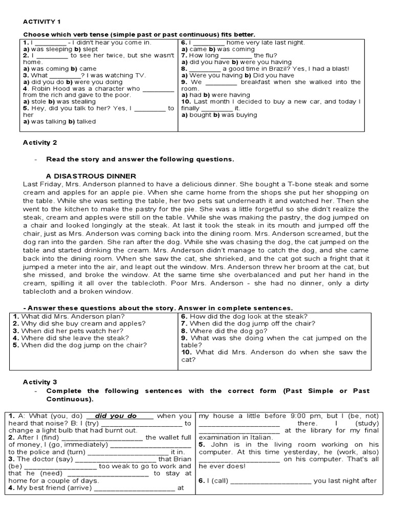 Past Simple and Past Continuous | PDF