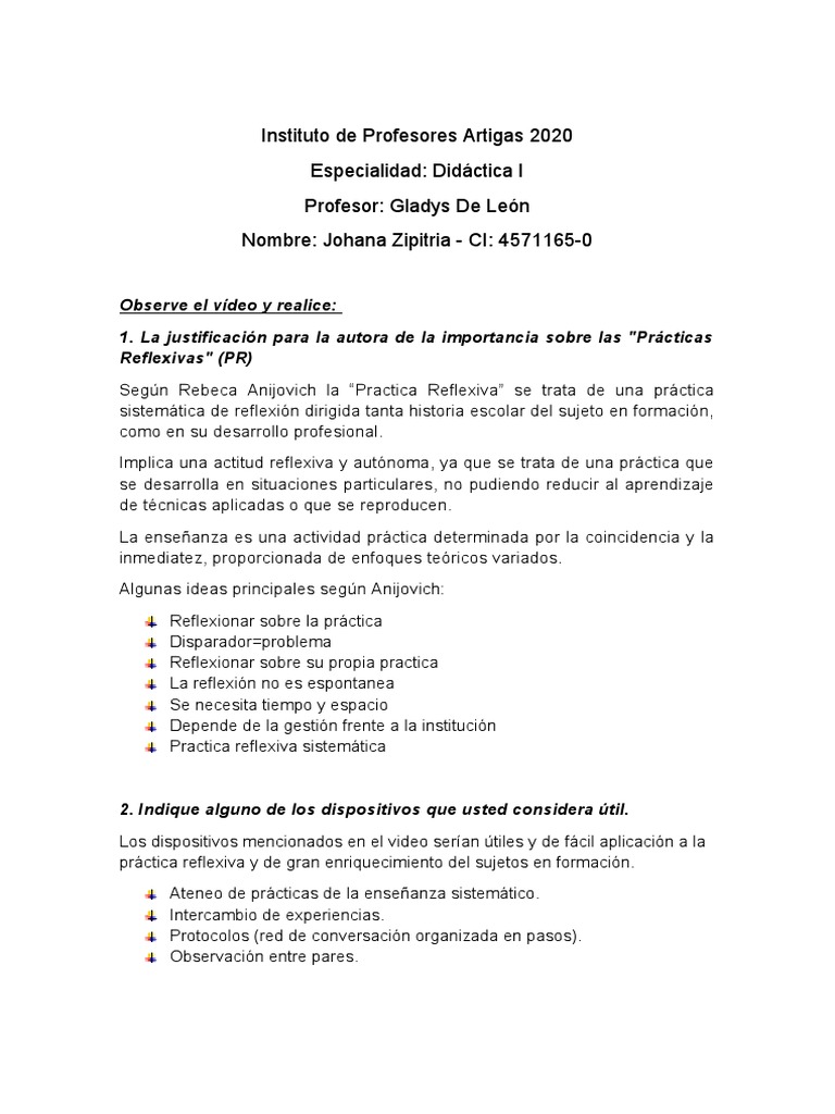 Práctica Reflexiva según Rebeca Anijovich | PDF