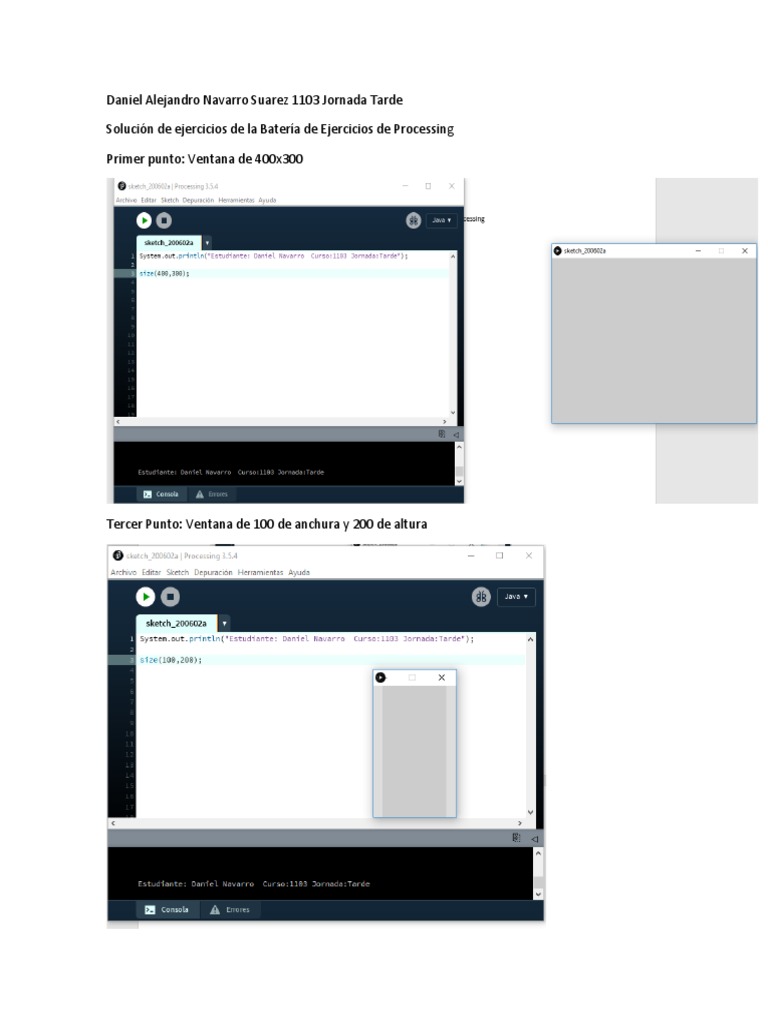 Solución ejercicios Processing | PDF