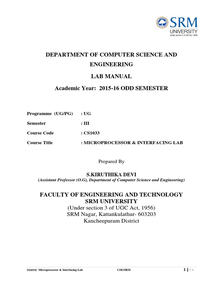 Department of Computer Science and Engineering Lab Manual Academic Year ...