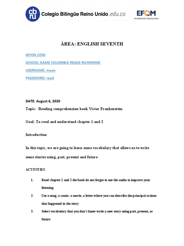 Frankenstein Reading Comprehension Activities | PDF