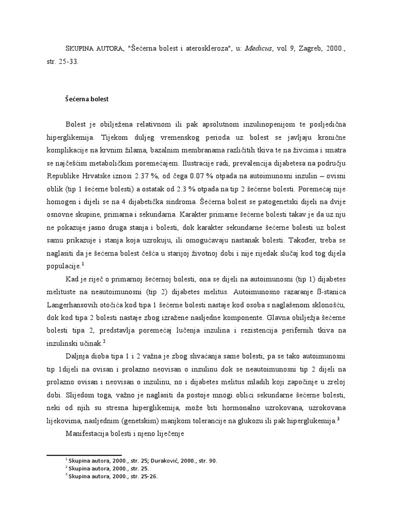 Bilješka Za Šećernu Bolest | PDF