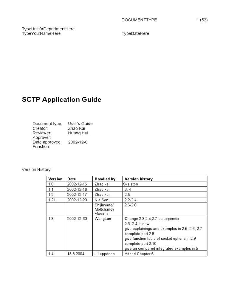 SCTP Application Guide | PDF | Port (Computer Networking) | Network Socket