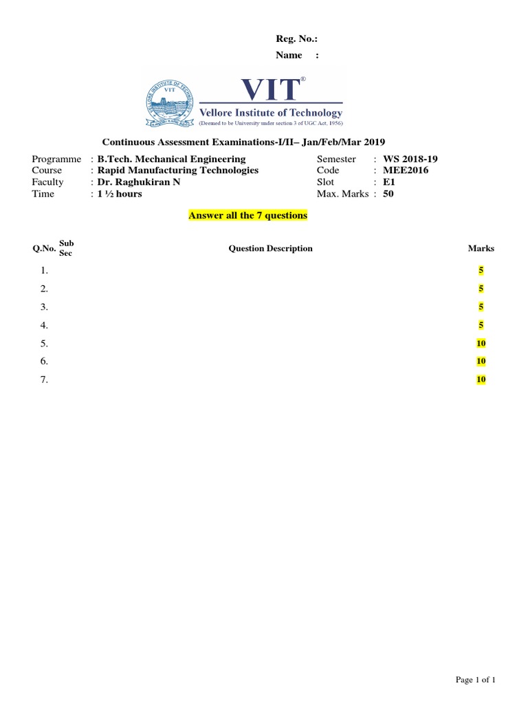 CAT - Model Question Paper | PDF
