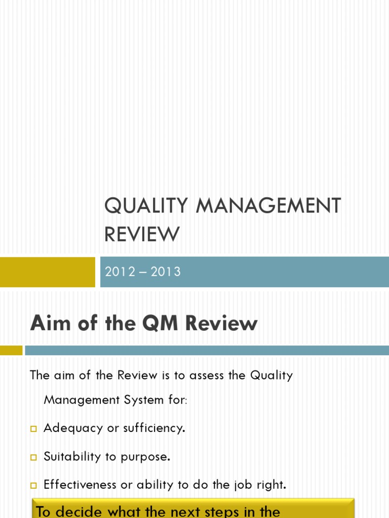 Quality Management Review | PDF