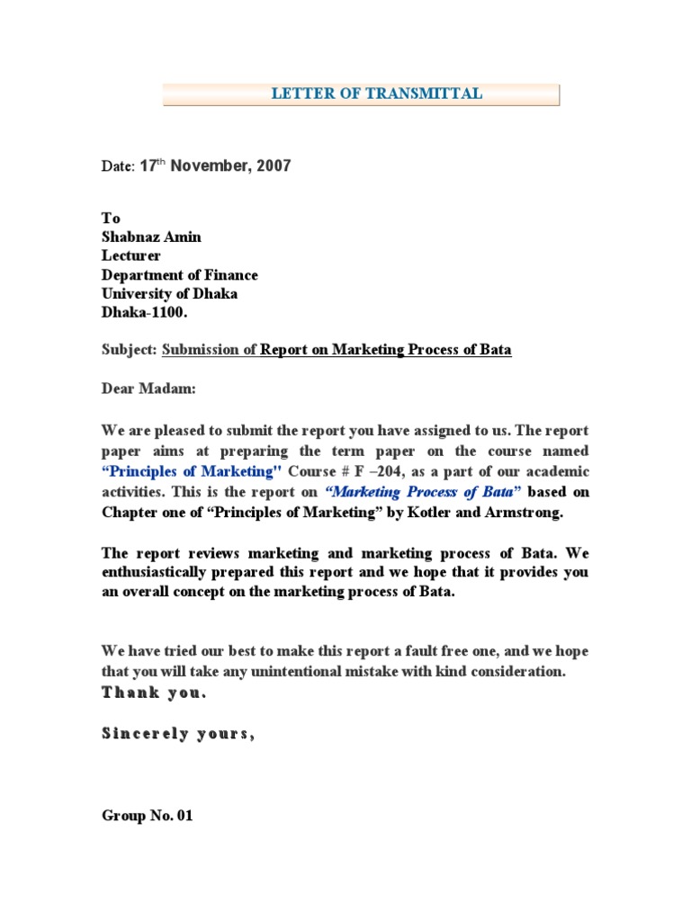 Letter of Transmittal | PDF