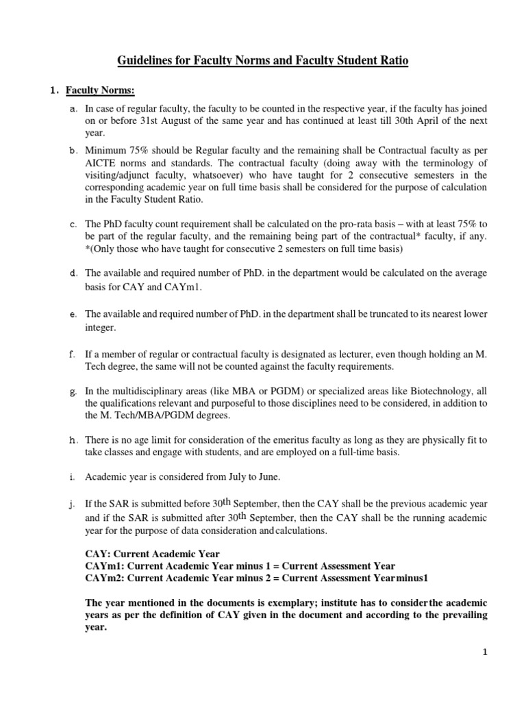 Guidelines for Calculating Faculty Norms and Student-Faculty Ratios for ...