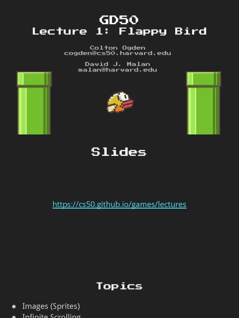 GD50 Lecture 1: Flappy Bird Game Design and Development | PDF | Digital Technology | Graphics