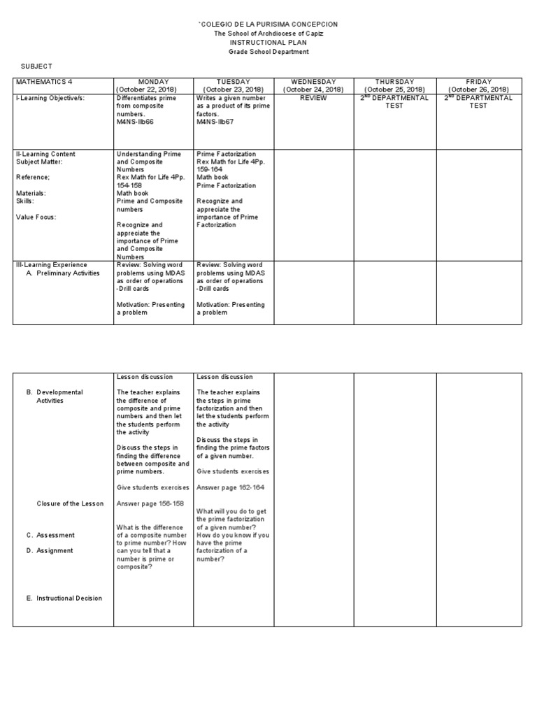 Instructional Plan: ND ND | Download Free PDF | Prime Number ...