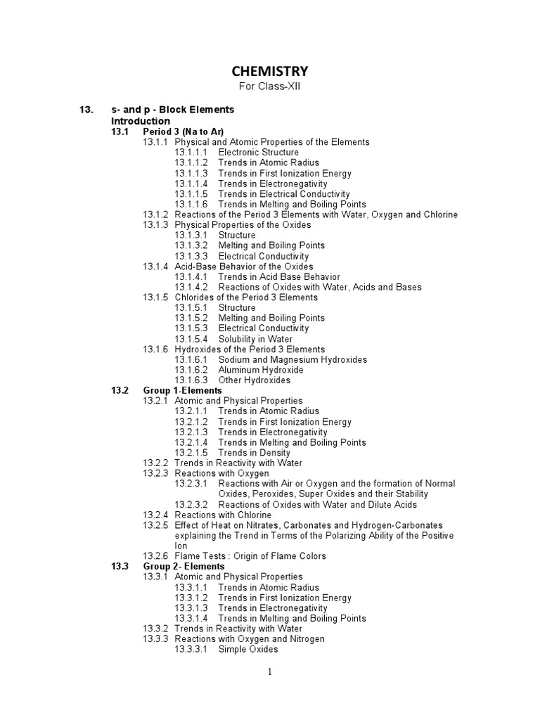 Chemistry: 13. S-And P - Block Elements | PDF | Oxide | Chemical Reactions