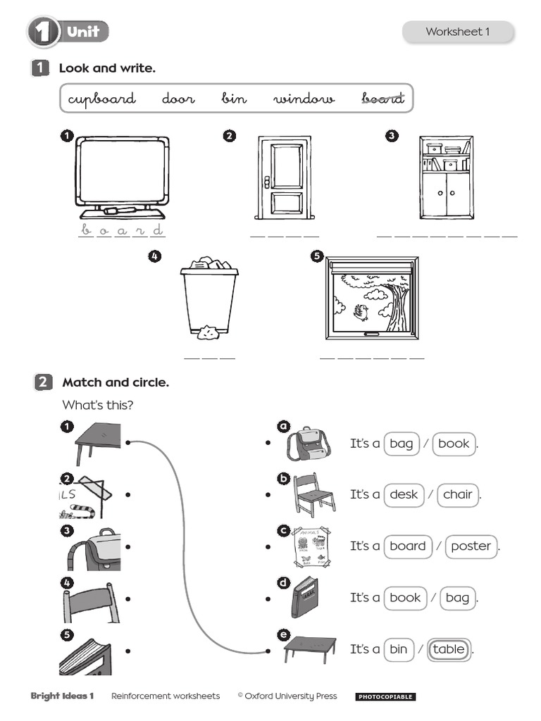 Bright Ideas 1 Reinforcement Worksheets | PDF