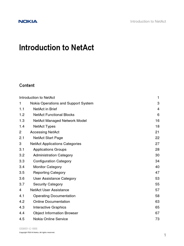 01 OS9051-C-1800 Introduction To NetAct | PDF | Replication (Computing ...