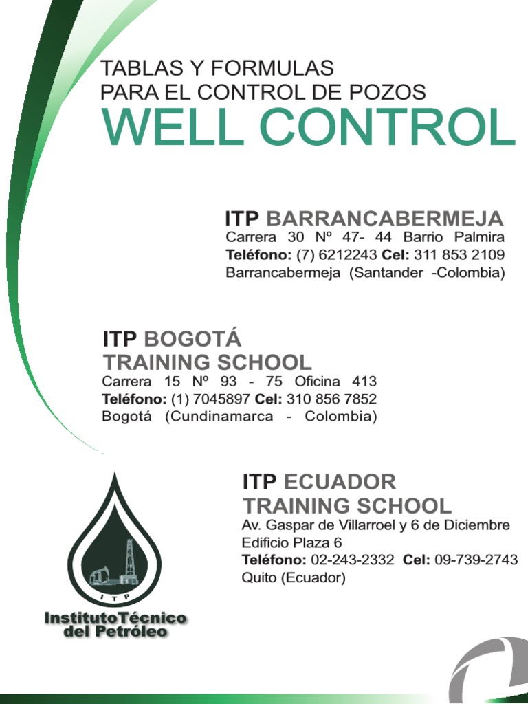 Formulas Well Control | Descargar gratis PDF | Presión | Bomba