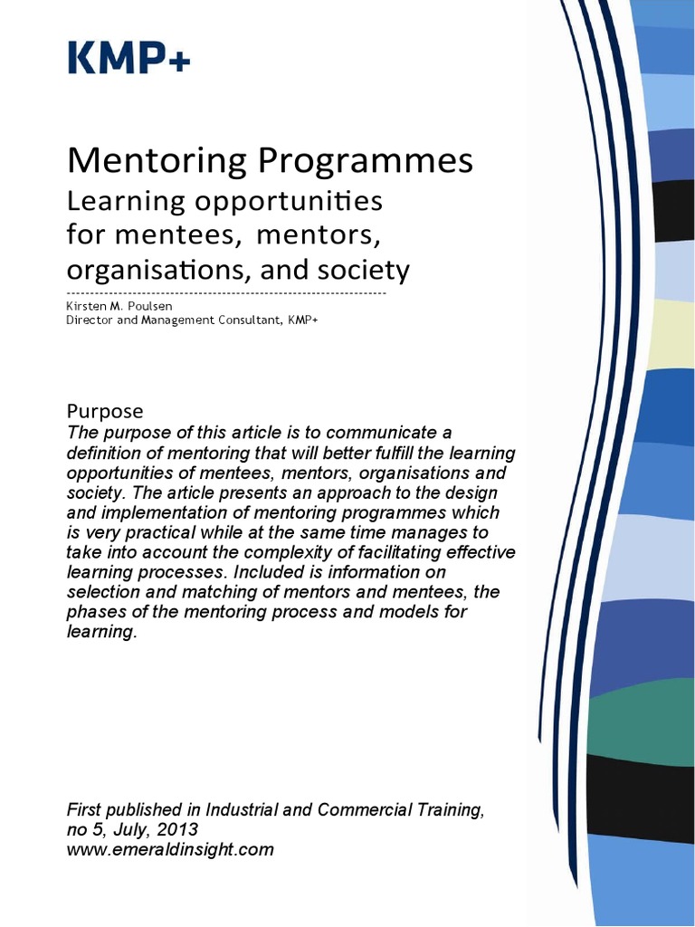 Mentoring Programmes: Learning Opportunities For Mentees, Mentors ...