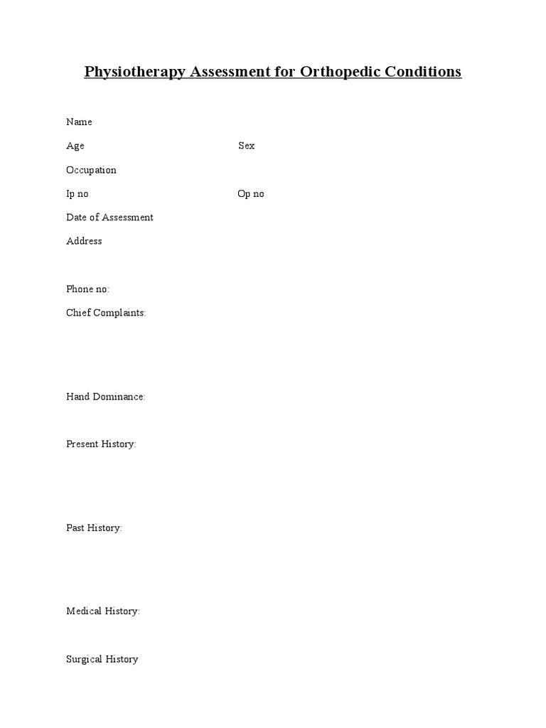 Orthopedic Physiotherapy Assessment Guide | PDF