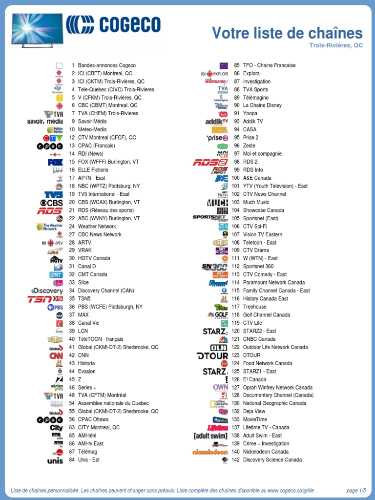 Cogeco Lineup | PDF | Médias | Entreprises de divertissement