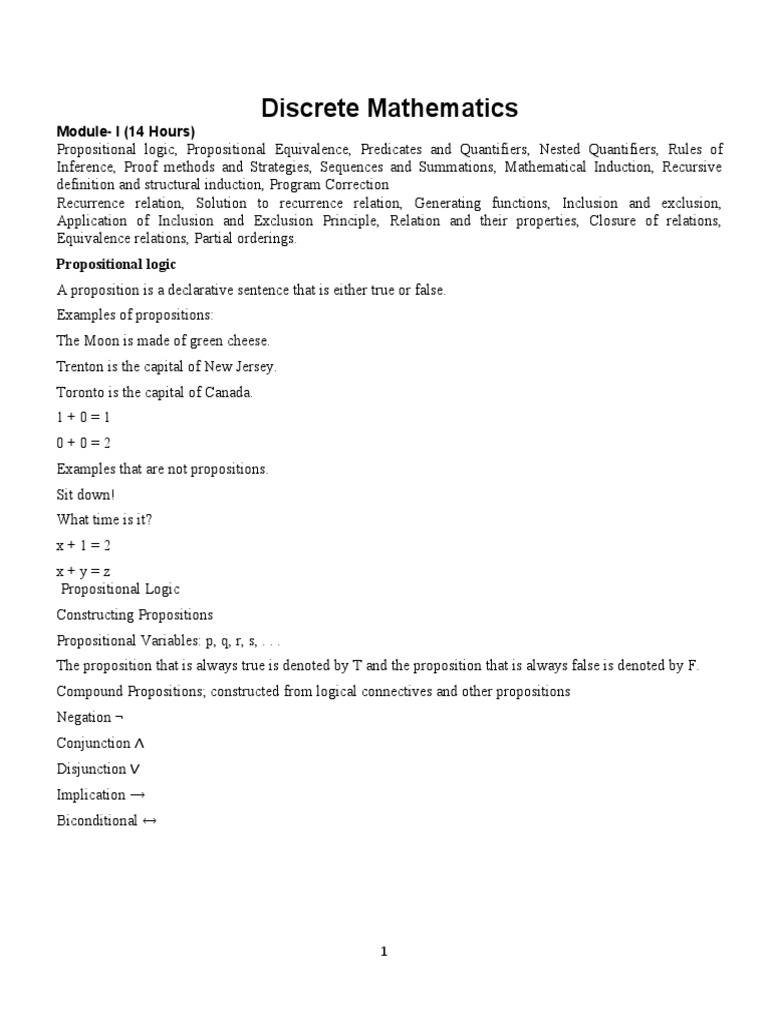 Discrete Mathematics: Propositional Logic | PDF | Mathematical Proof | Summation