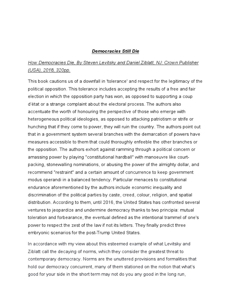 How Democracy Dies (Book Review) by Haji Nigga | PDF | Political ...