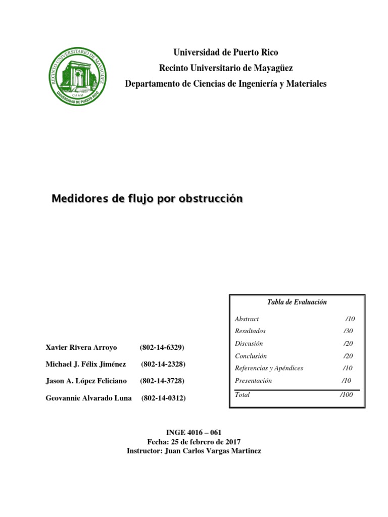 Lab Report Example Flow Obstruction Measurement PDF | PDF | Regresión ...