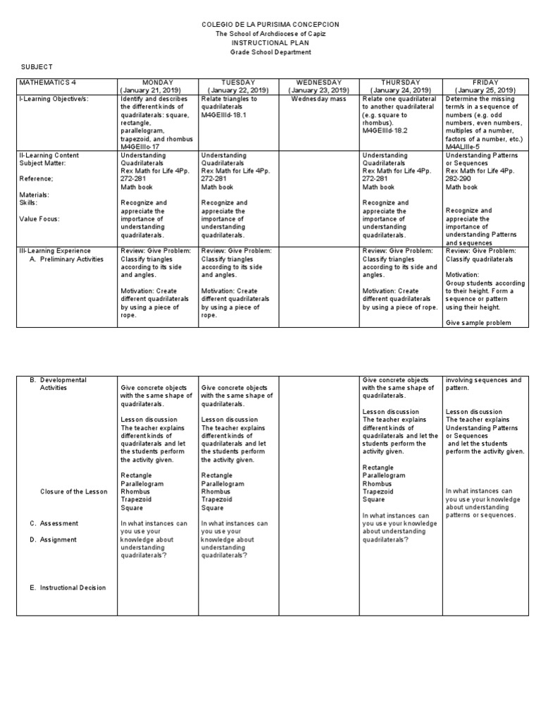 Lesson Plan 26 | PDF | Equations | Rectangle