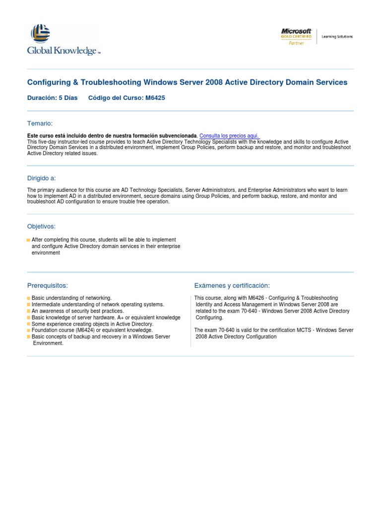 Active Directory Services Training Course | PDF | Active Directory ...