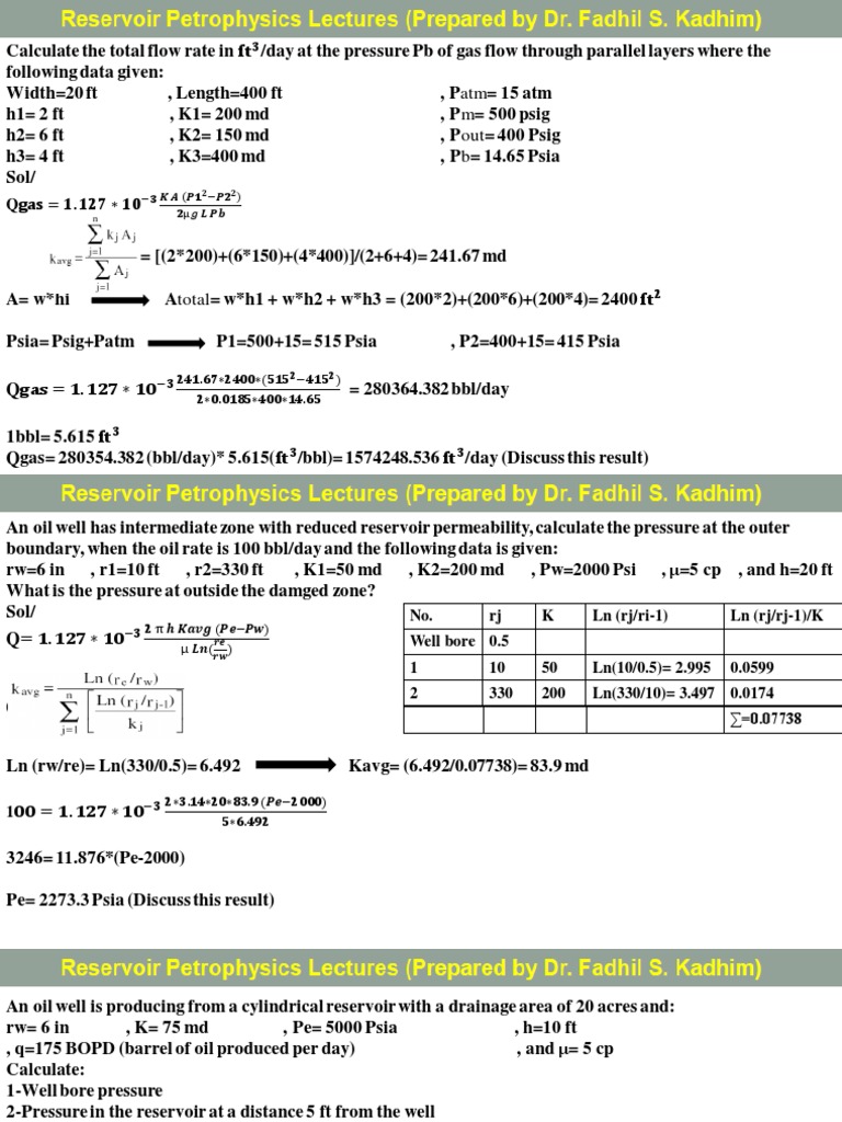 Calculate total gas flow rate and reservoir pressures | PDF | Pounds ...