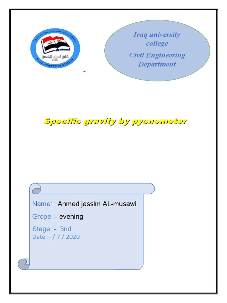 Specific Gravity by Pycnometer Method | PDF | Asphalt | Quantity