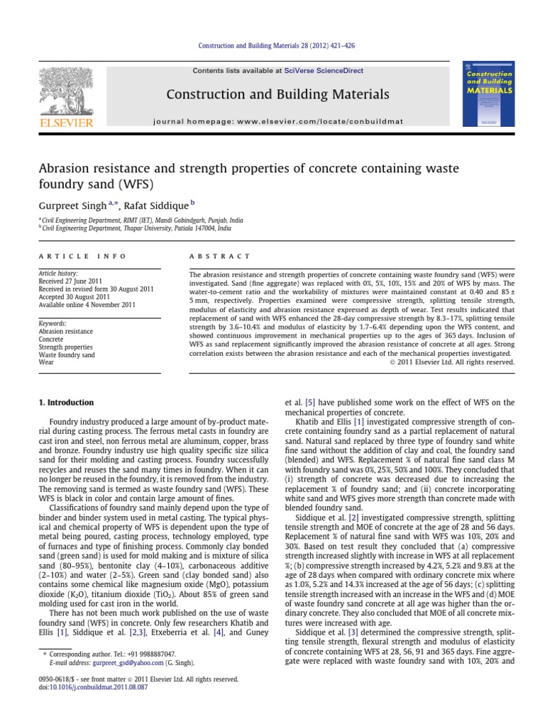 Construction and Building Materials: Gurpreet Singh, Rafat Siddique ...