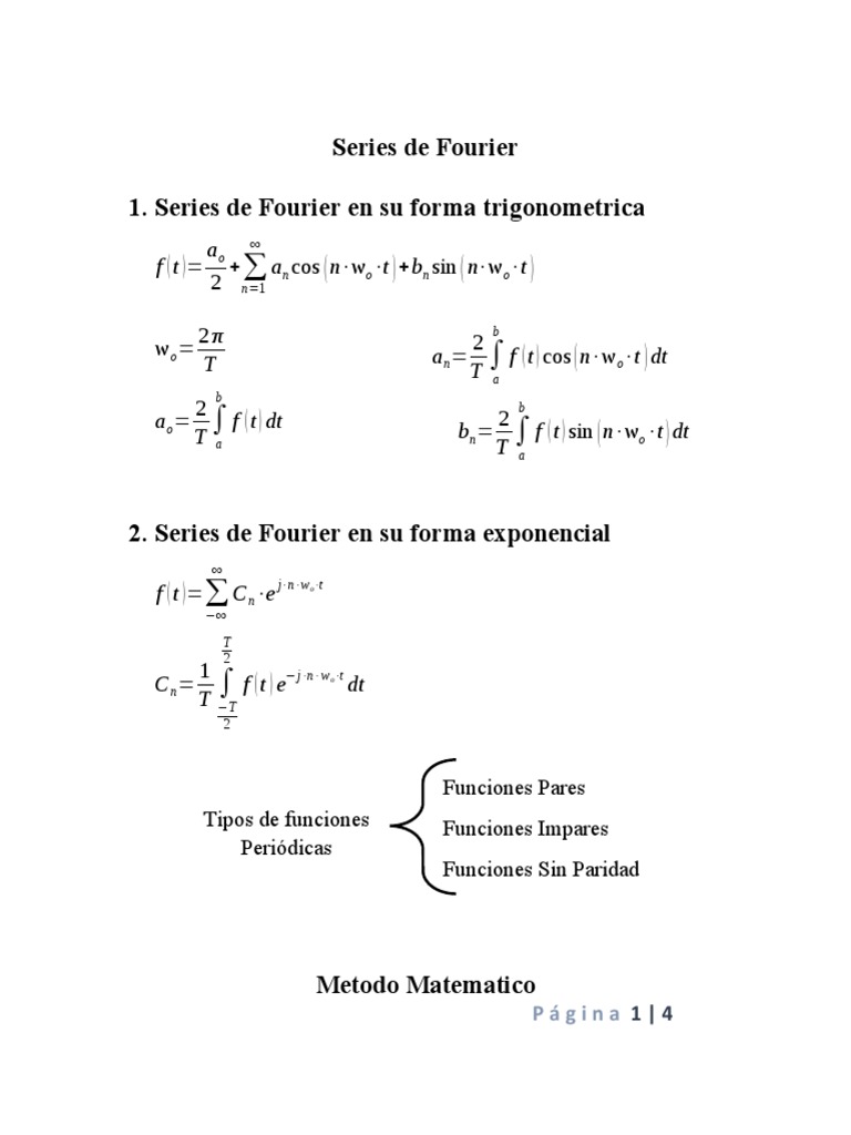 Series de Fourier: Trigonométricas y Exponenciales | PDF | Análisis ...