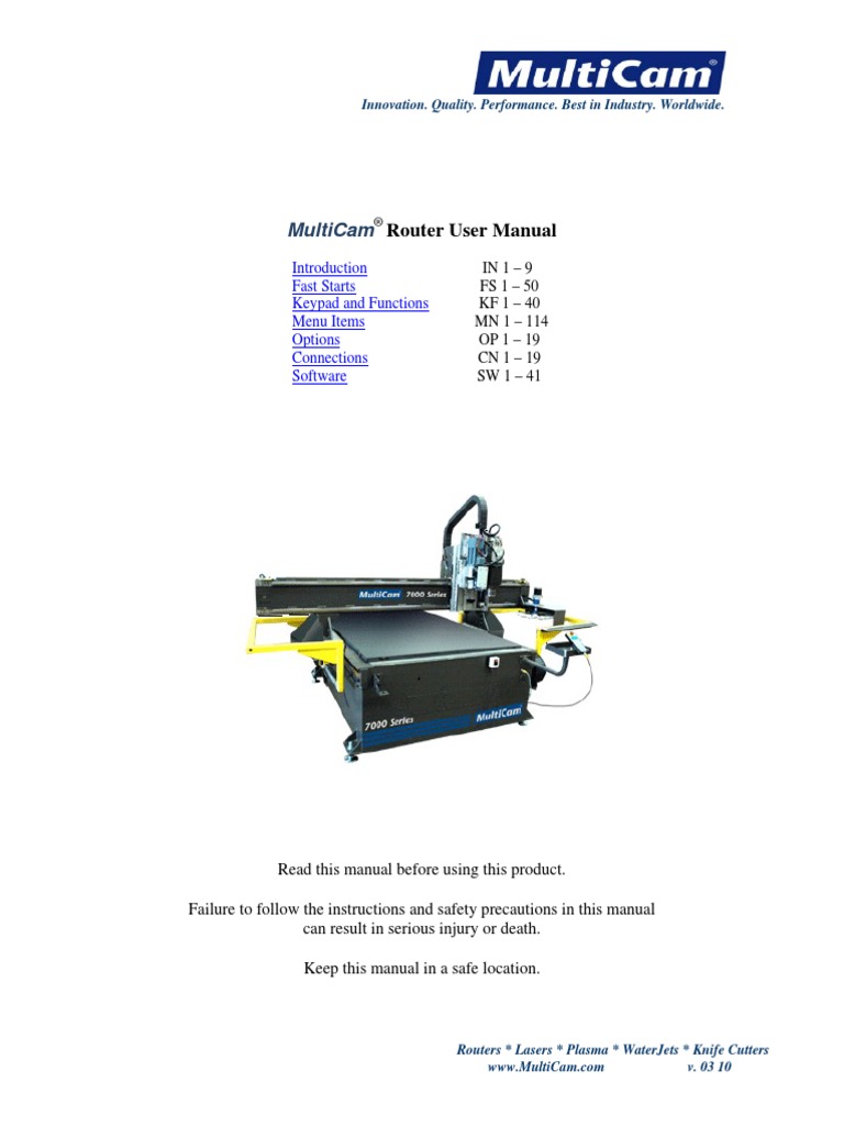 MultiCam 3000 CNC Router User Manual PDF | PDF | Switch | Electrician