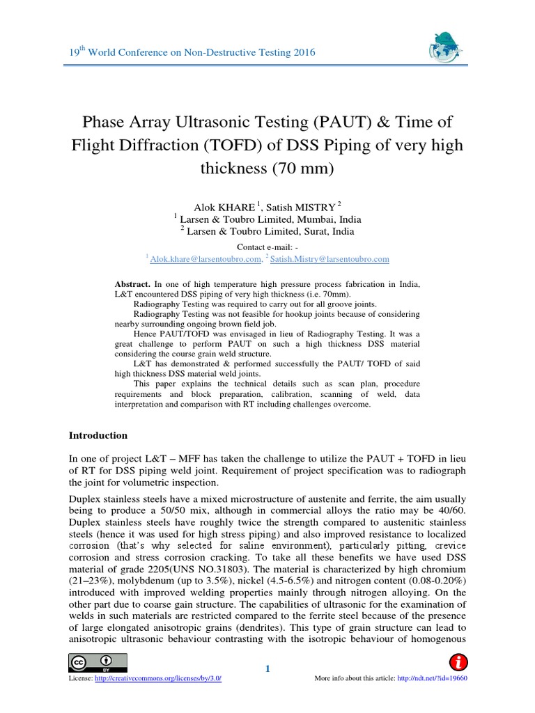 Paut Paper PDF | PDF | Nondestructive Testing | Stainless Steel
