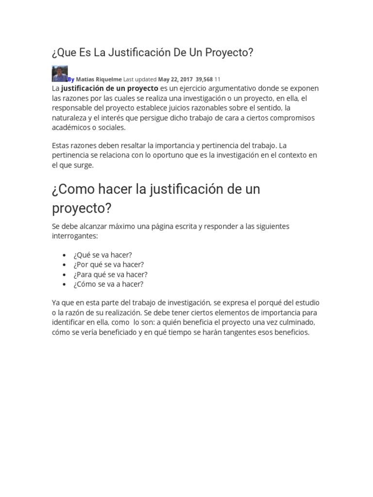 Que Es La Justificación de Un Proyecto | PDF | Teoría | Cognición