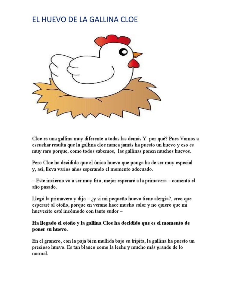 Cuento La Gallina Cloe | PDF | Pollo