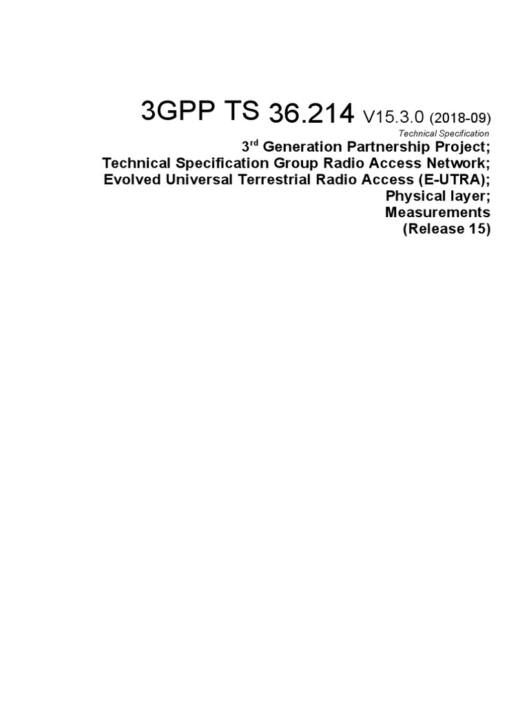 3GPP TS 36.214 | PDF | Radio Resource Management | Radio