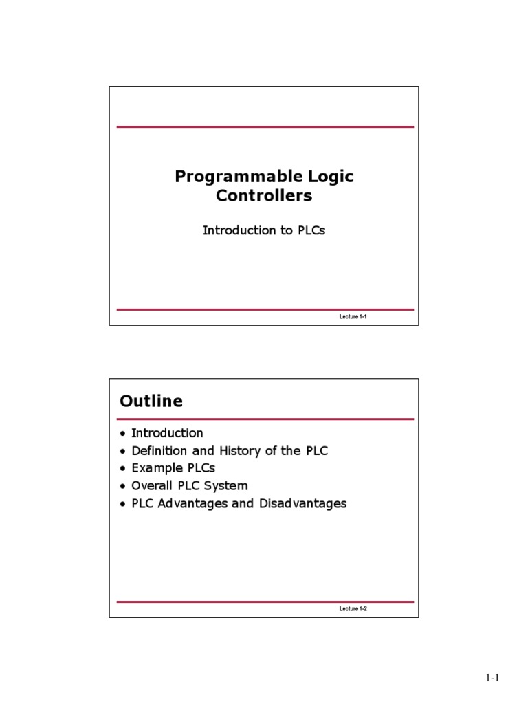 LECT01 - Introduction To PLCs | PDF | Programmable Logic Controller ...
