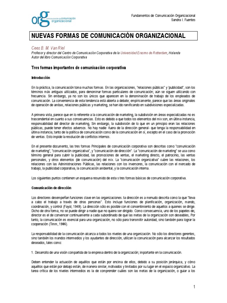 14 Cees Van Riel - NUEVAS FORMAS DE COMUNICACIÓN ORGANIZACIONAL | PDF ...