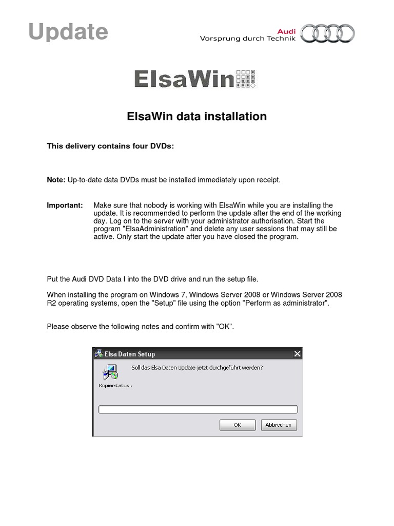 Data Installation ELSAWIN - DVD - Audi - English | PDF