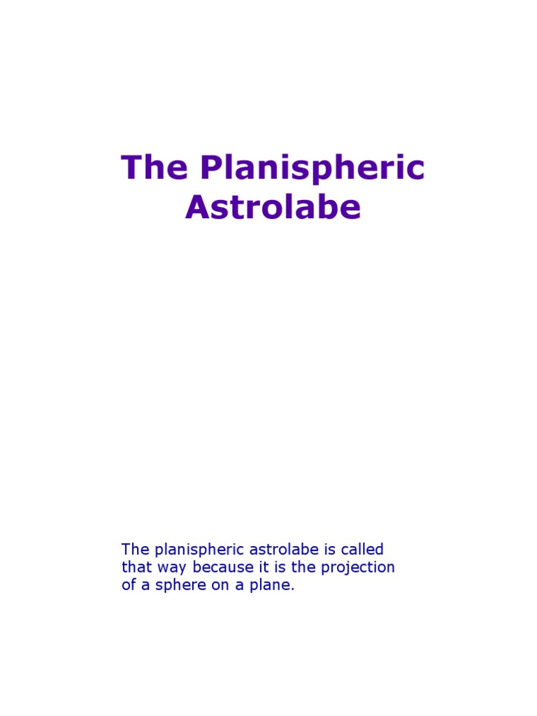 The Planispheric Astrolabe | PDF