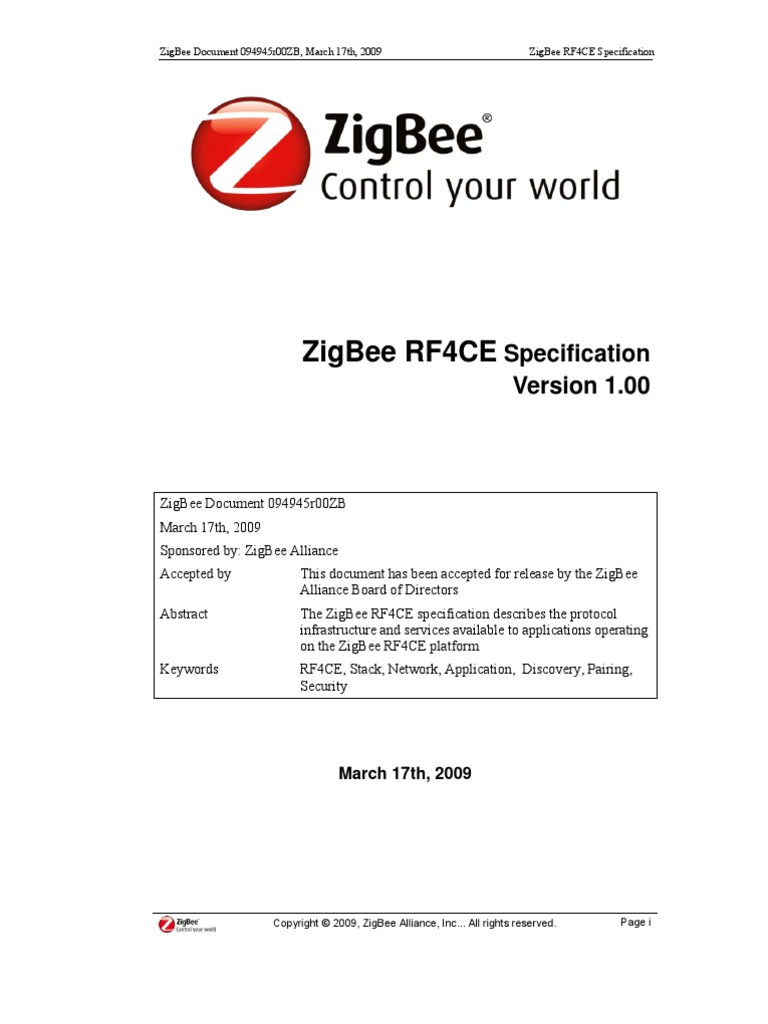 ZigBee RF4CE Specification Public | PDF | Osi Model | Computer Network