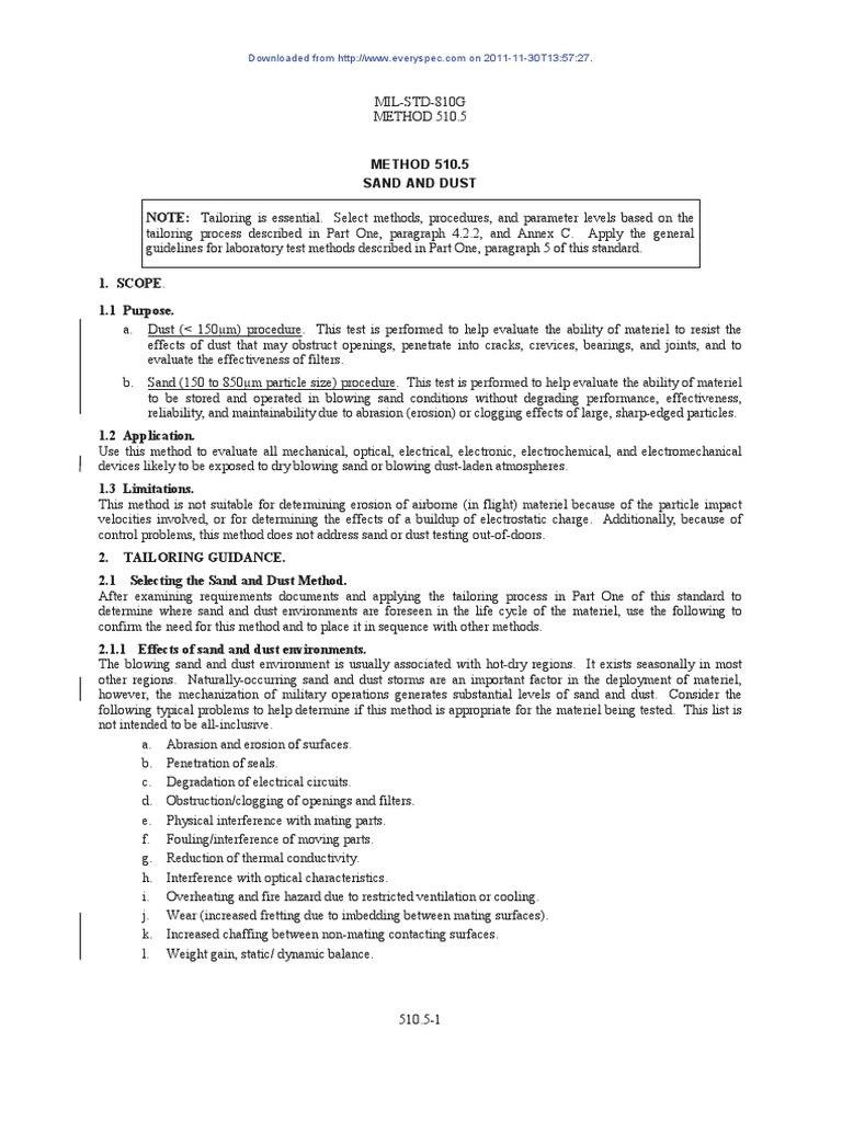 MIL-STD-810G Sand and Dust Testing | PDF | Silicon Dioxide | Dust