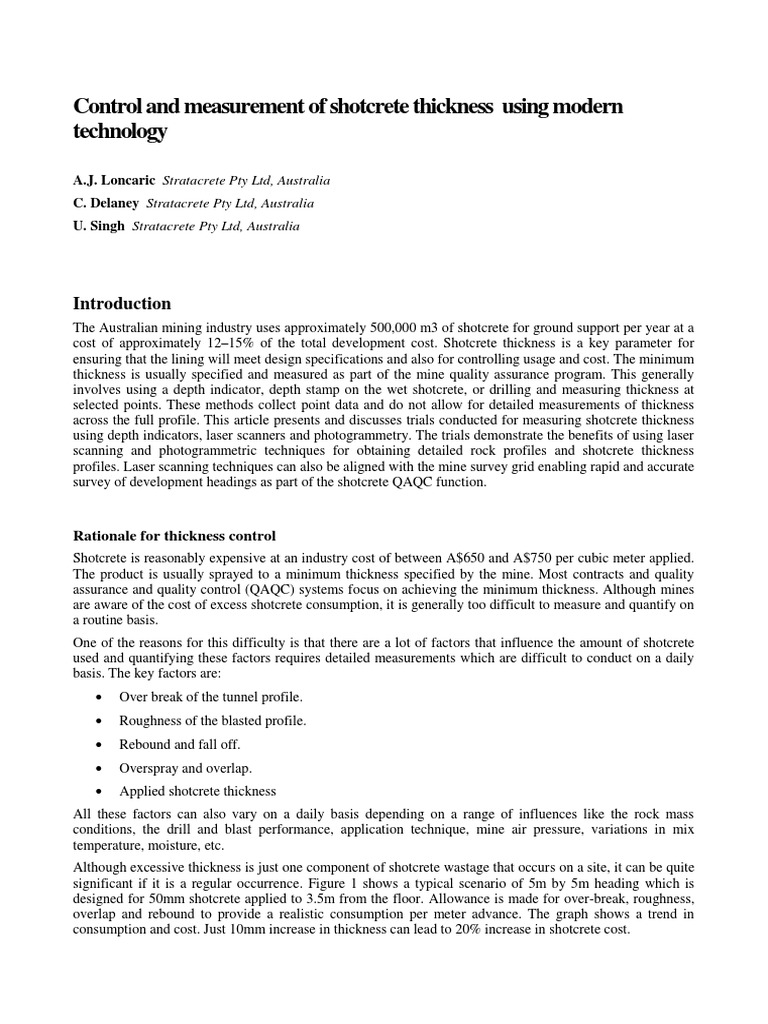 Control & Measurement of Shotcrete Thickness PDF | PDF | Image Scanner ...