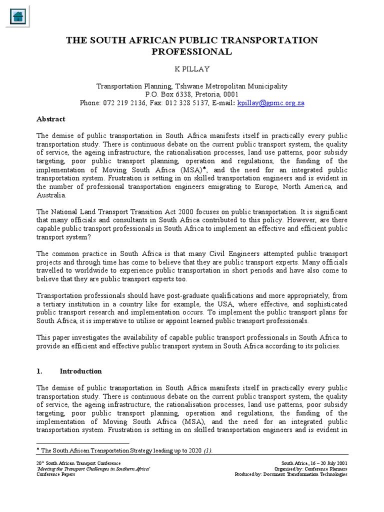 THE SOUTH AFRICAN Transport | PDF | Public Transport | South Africa