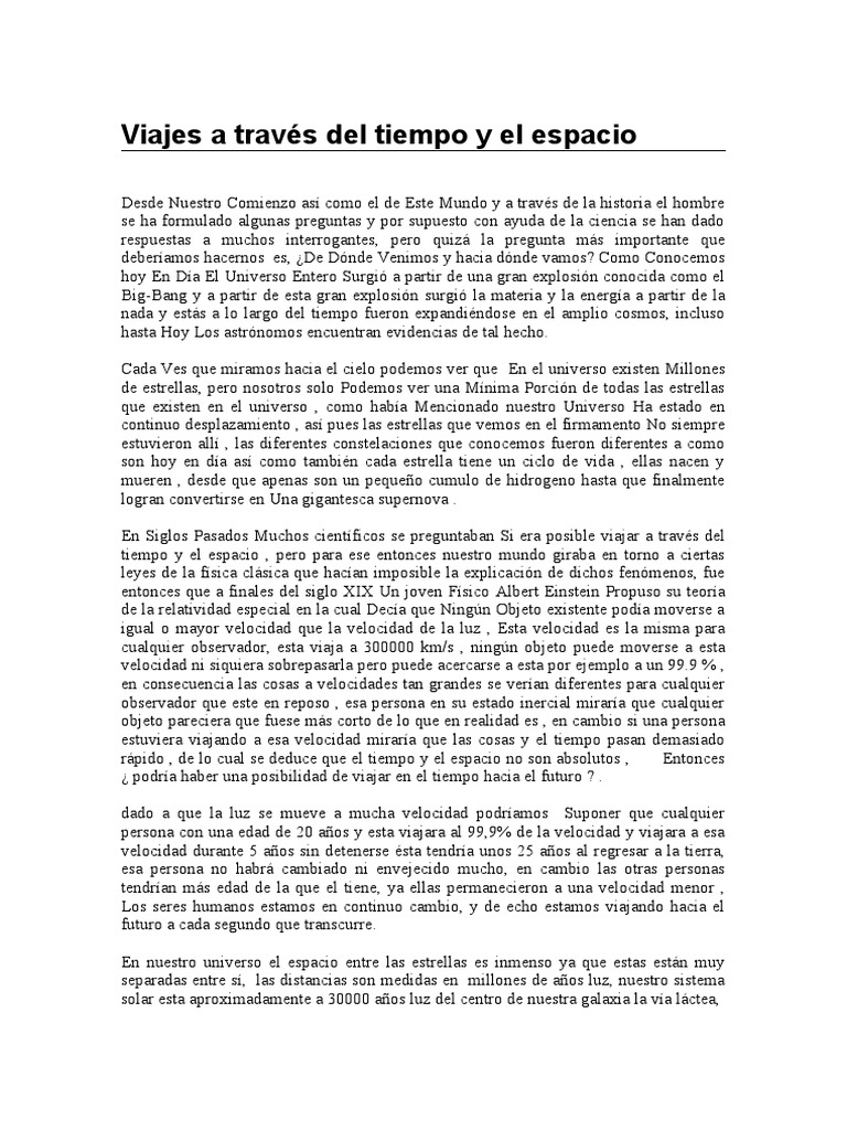 Viajes en el tiempo y el espacio | PDF | Big Bang | Universo