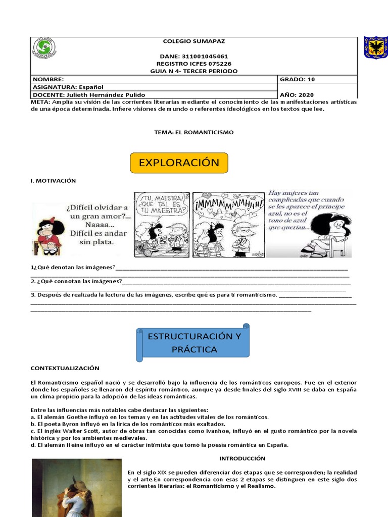 Guia N 4 Romanticismo y Realismo | PDF | Realismo literario | Romanticismo