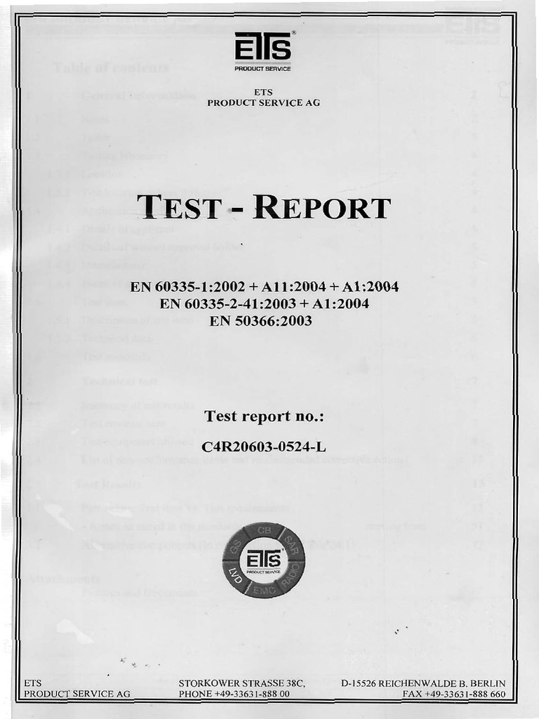 CE Testing Report For Water Pump | PDF