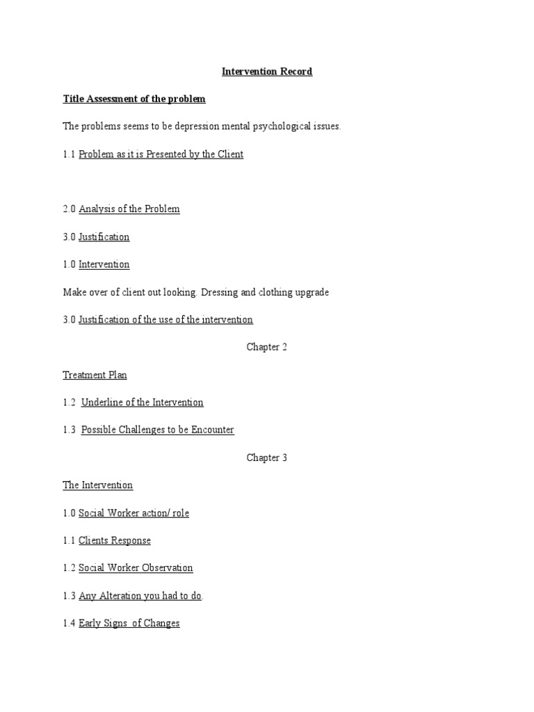 Depression Intervention and Treatment Plan | PDF | Career & Growth