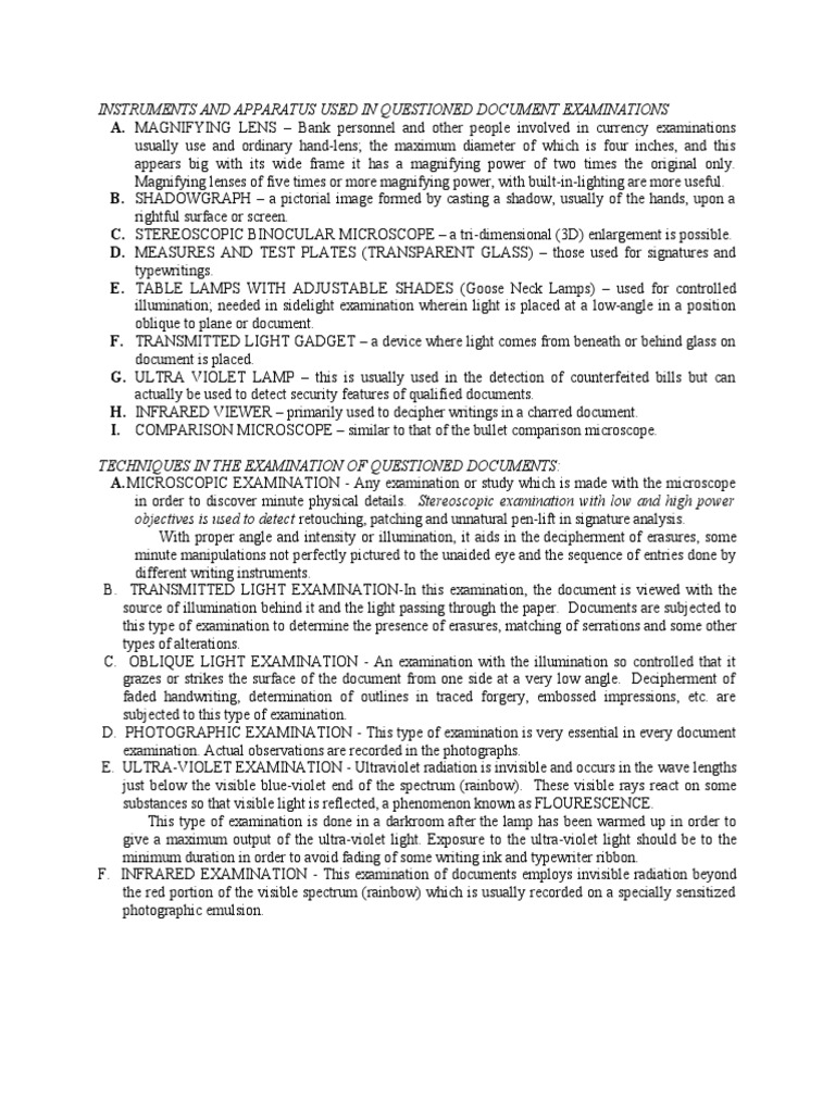 Instruments and Techniques for Questioned Document Examination | PDF ...