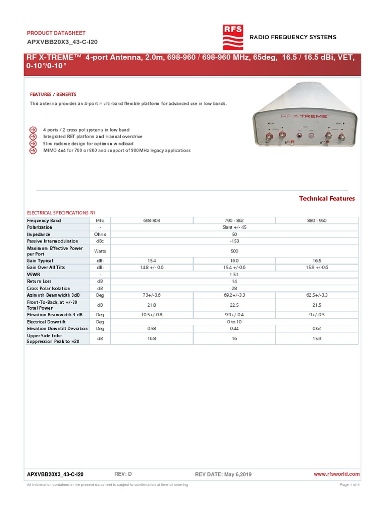 Apxvbb20x3 - 43 C I20 | PDF | Antenna (Radio) | Radio Technology