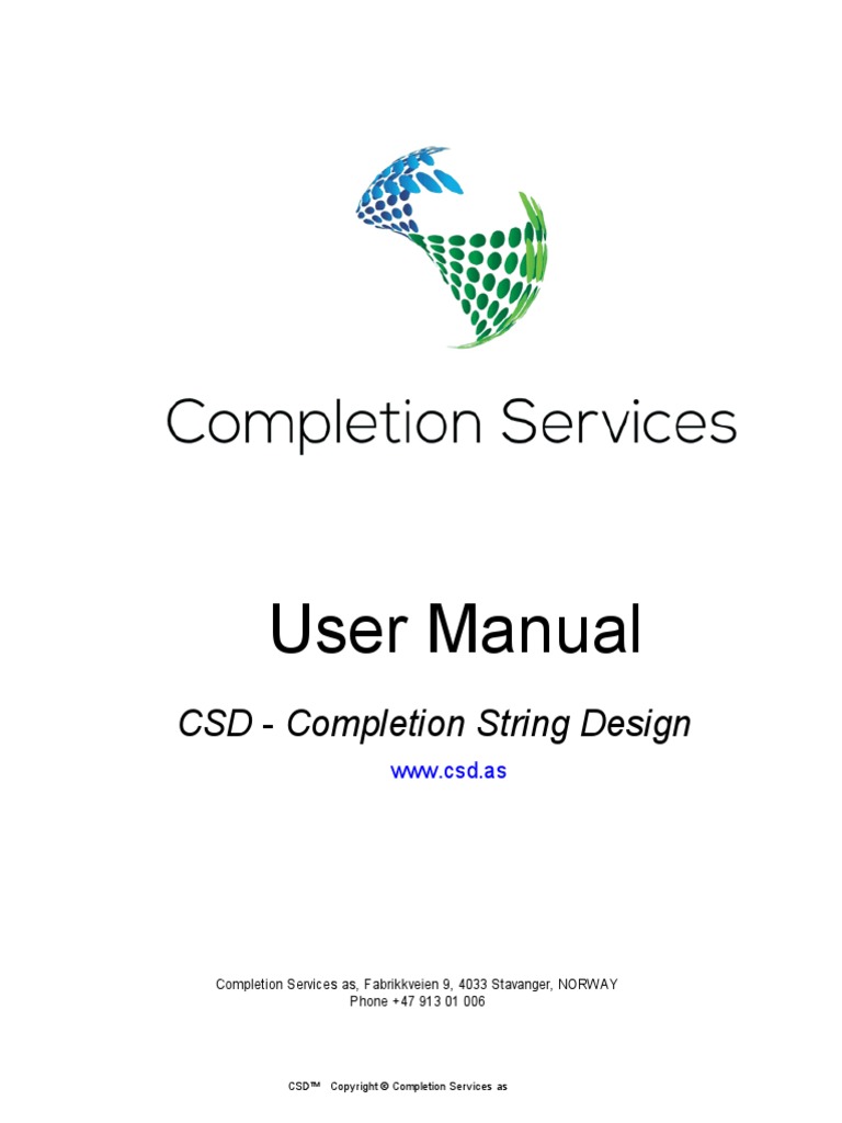 User Manual: CSD - Completion String Design | PDF | Menu (Computing ...