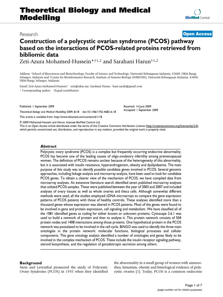 Theoretical Biology and Medical Modelling | PDF | Polycystic Ovary ...